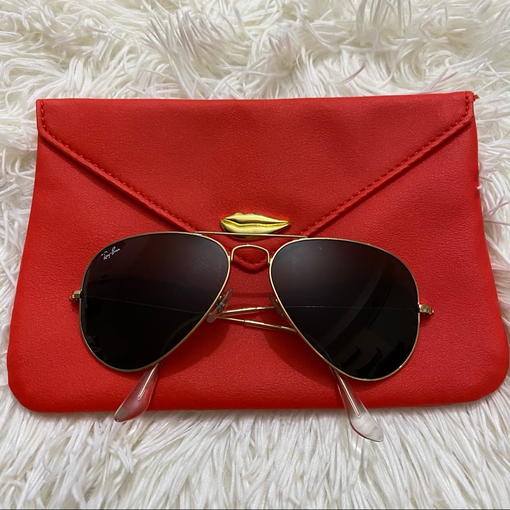 Authentic Ray Ban Large 58” Aviator Sunglasses - Gem